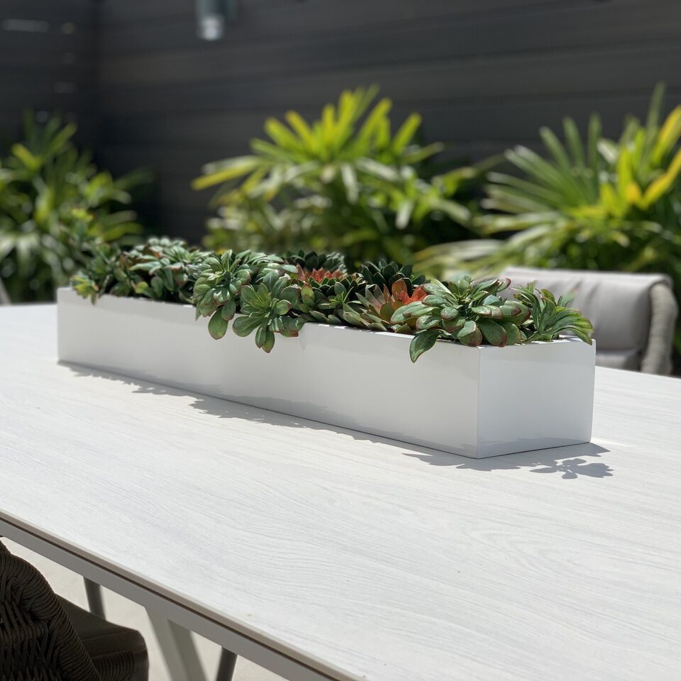 32″ Balcony Fiberglass Planter with Succulents - CFA Design Group