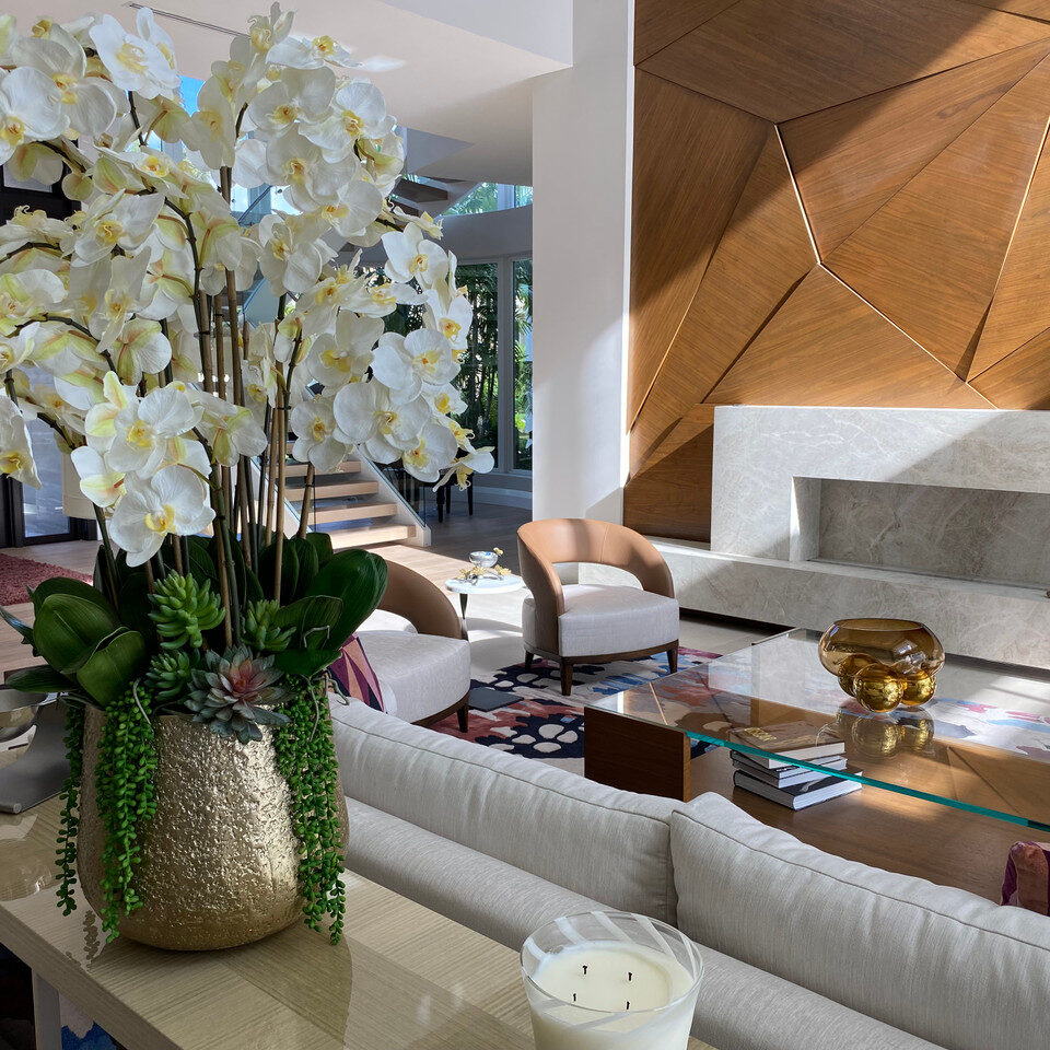 Delaney Gold Pot with Multiple Stems of Phalaenopsis Orchids and ...