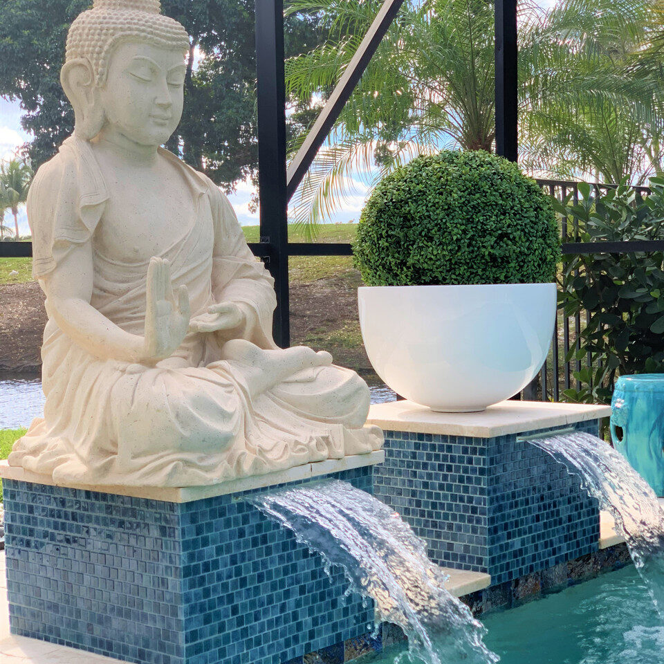 Large Fiberglass Bowl Planter with 22″ Half Topiary Ball - CFA Design Group