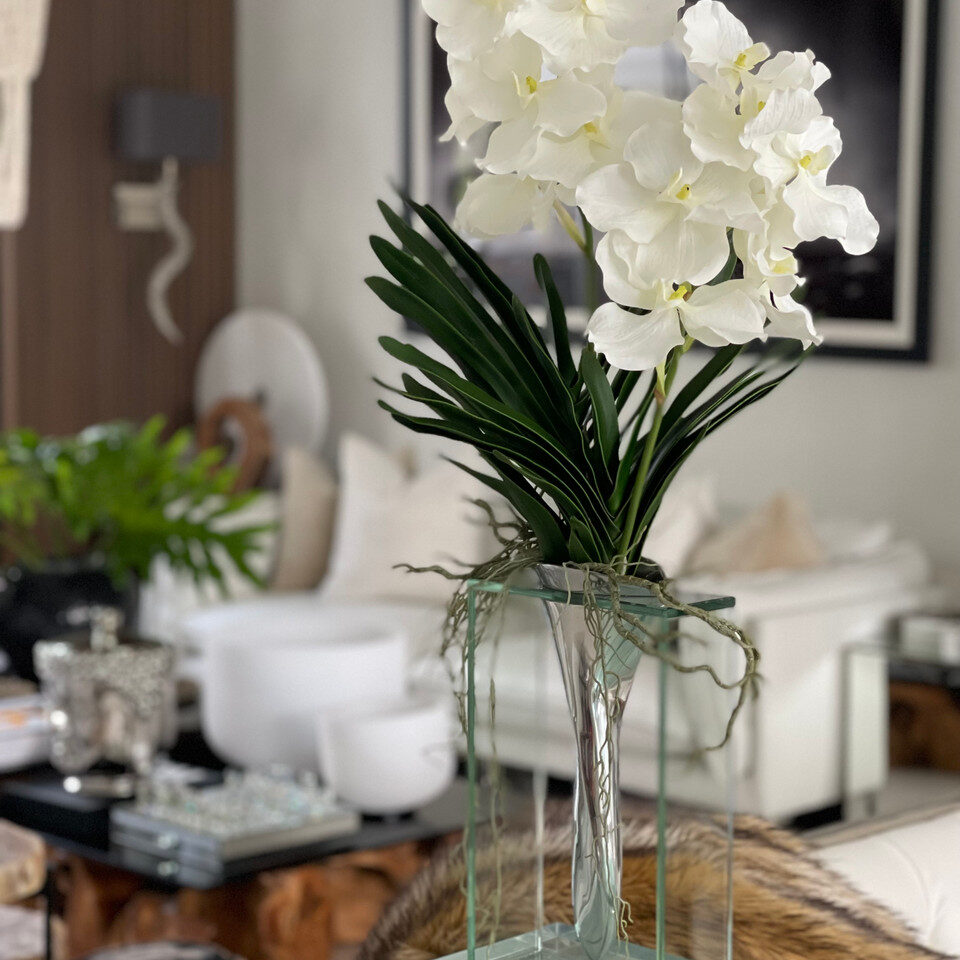 Elvis Floating Aluminum Vase With Artificial Vanda Orchids - CFA Design ...