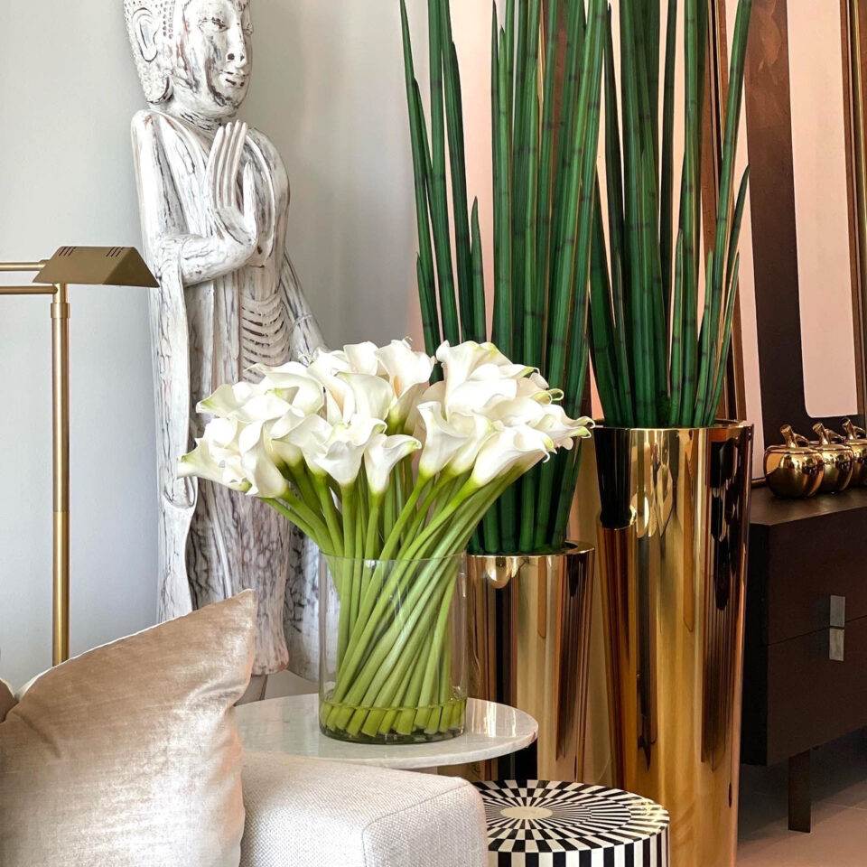 Cala Lilies in 10″ Glass Cylinder - CFA Design Group