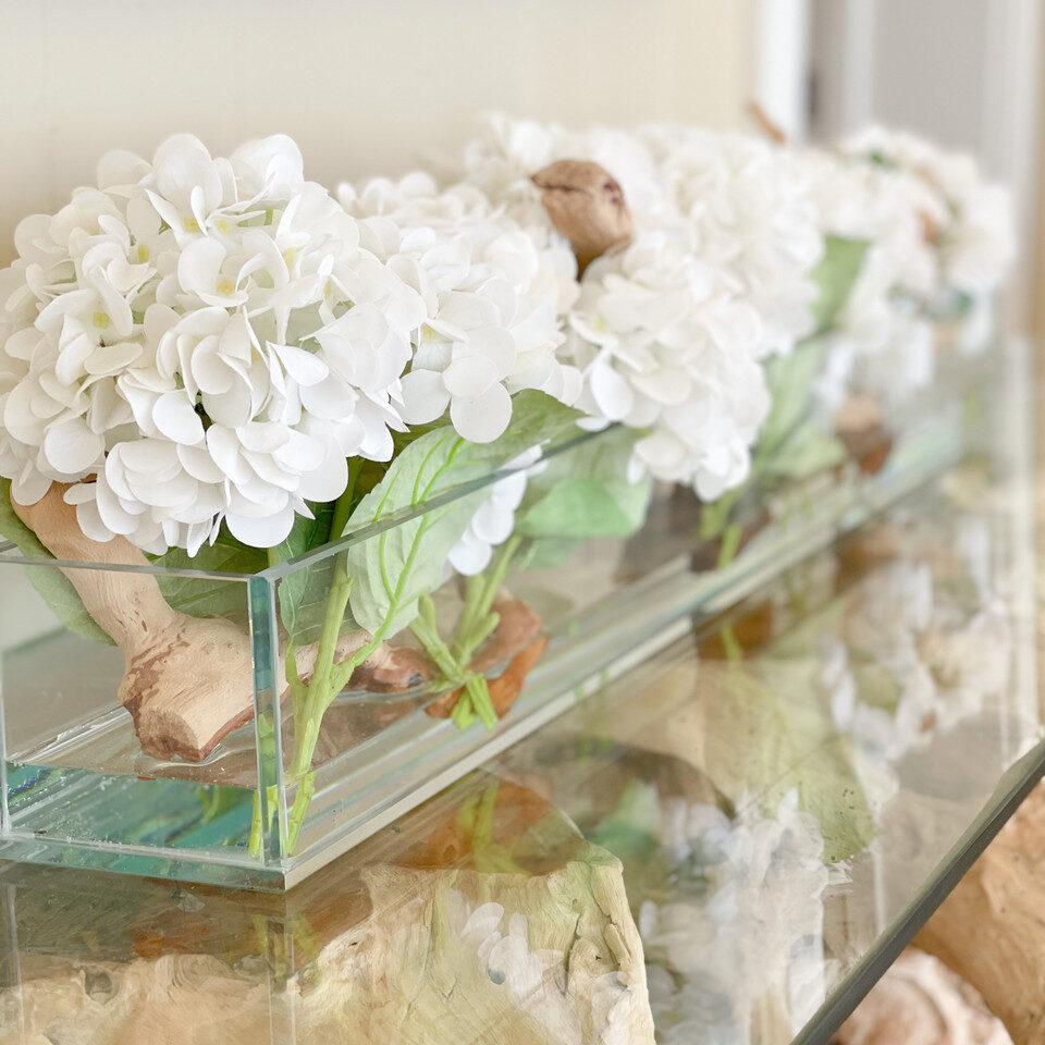 Casa Moderna Glass Plate Planter with Hydrangeas and Driftwood - CFA ...