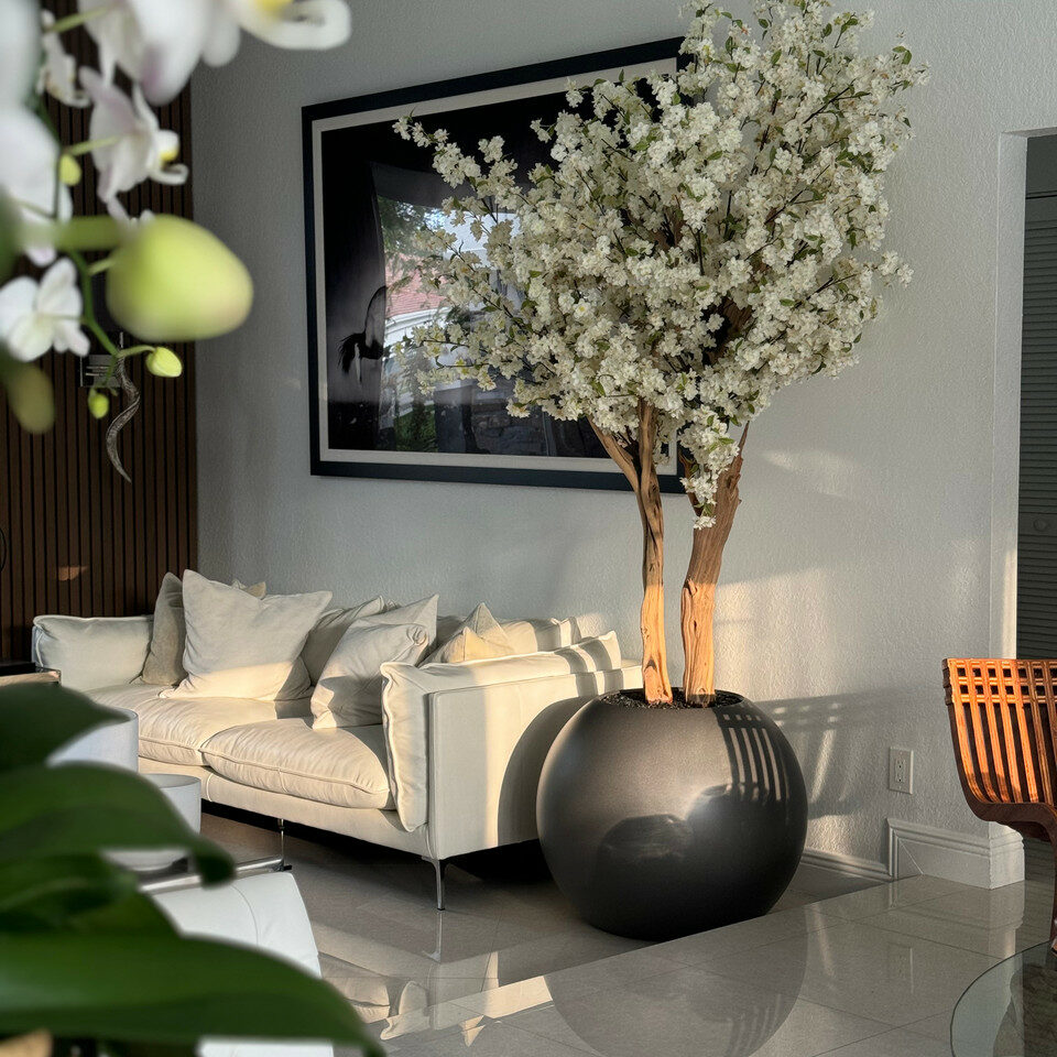 Matte Gun Metal Globe with Custom Made Cherry Blossom Tree - CFA Design ...