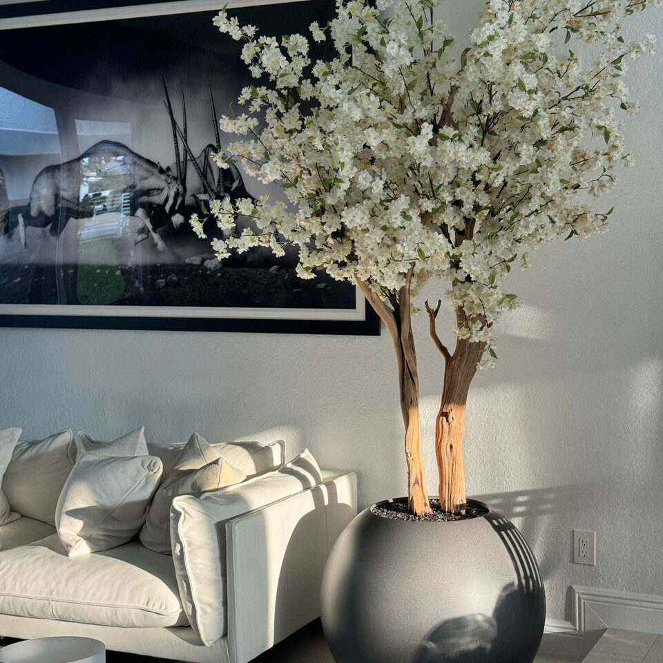 Matte Gun Metal Globe with Custom Made Cherry Blossom Tree - CFA Design ...