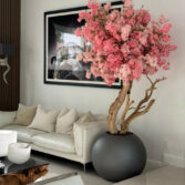 Matte Gun Metal Globe with Custom Made Two Tone Made Cherry Blossom ...